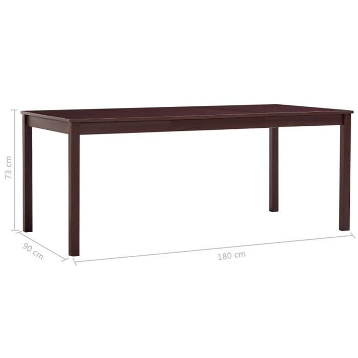 VidaXL Table de salle à manger Marron foncé 180 x 90 x 73 cm Pin ...