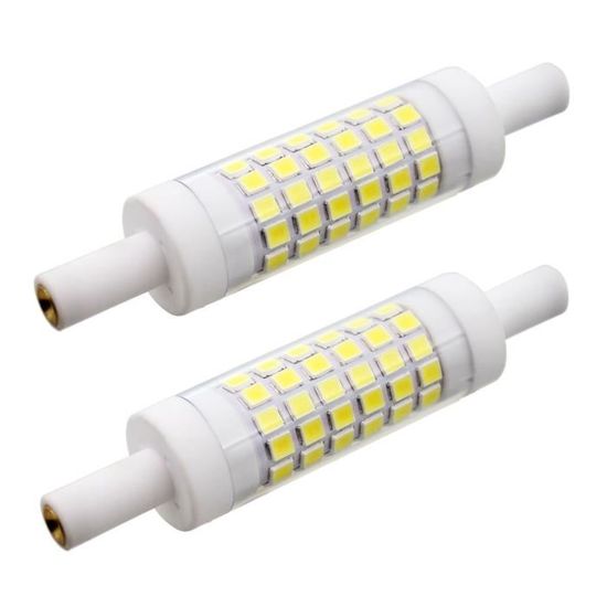 2 unités, R7S 6W 78mm Ampoules LED en Céramique 480LM Blanc Froid 6000K ...