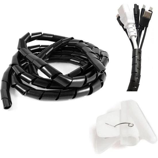 Manchon De Câble Gaine 1 M,Gaine Spirale Flexible Universel Noir ...