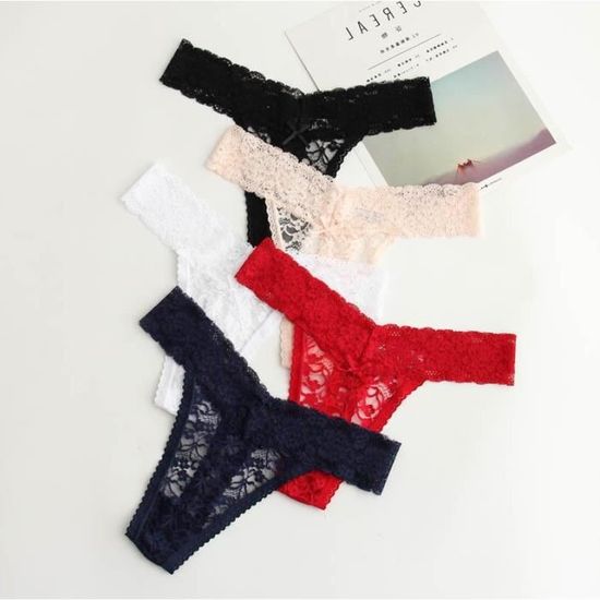Lot de 5 String Femme Dentelle Culottes et Slips Tangas A - Cdiscount ...