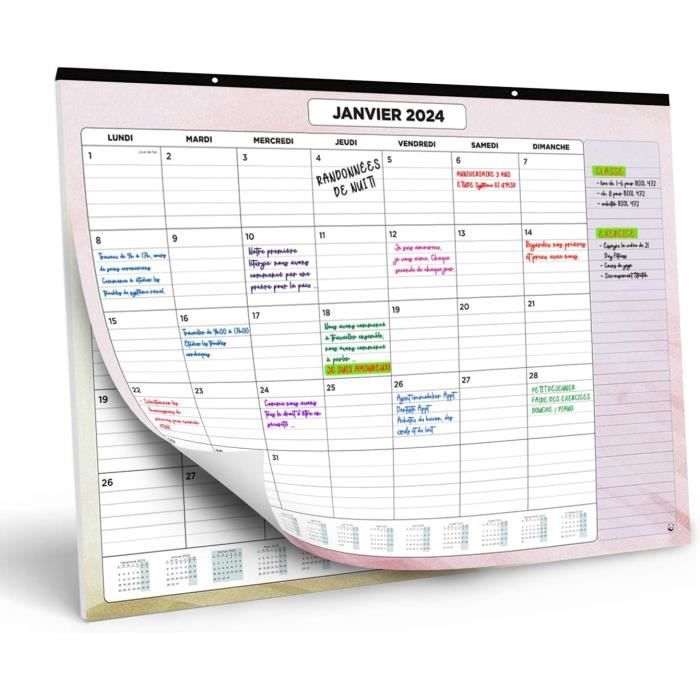 Calendrier Mural 2024 Par Smartpanda - Calendrier De Bureau Mensuel ...