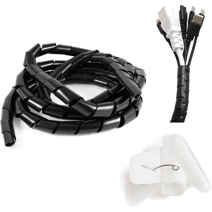 Manchon De Câble Gaine 1 M,Gaine Spirale Flexible Universel Noir ...