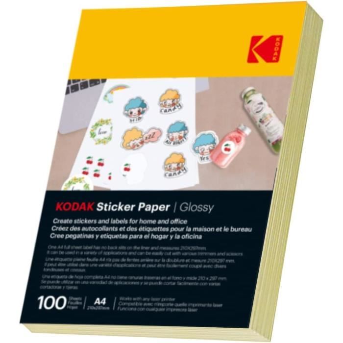 Lot de 100 feuilles de papier autocollant A4 pour imprimante laser-jet ...