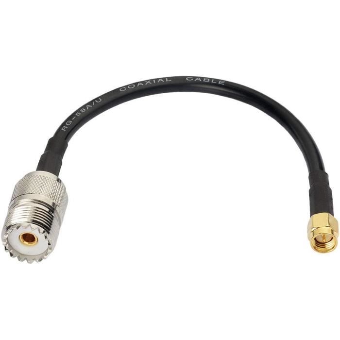 Cable SMA mâle vers Femelle UHF SO239 Câble coaxial RG58 15cm pour Antenne CB Radio CB Antenne ...