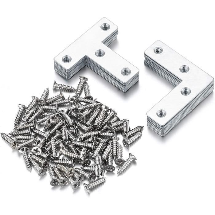 20 Pièces Equerre de Fixation(10 Connecteur Angle L+10 Équerre à Angle ...