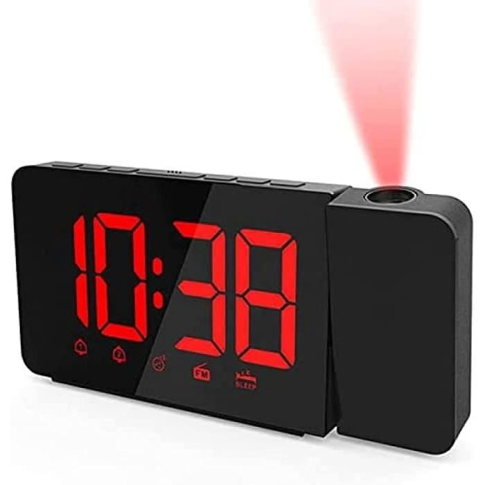 Réveil À Projection avec Port De Charge USB, Radio-réveil 15 FM, 4 ...