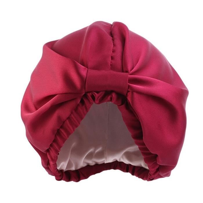 (02 Wine Red)Turban en Satin de soie pour femmes, écharpe de tête ...