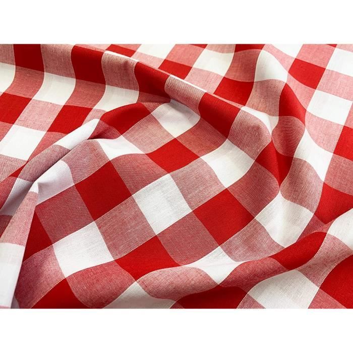 Tissu vichy rouge et blanc à carreaux en polycoton (c5317)[21 ...