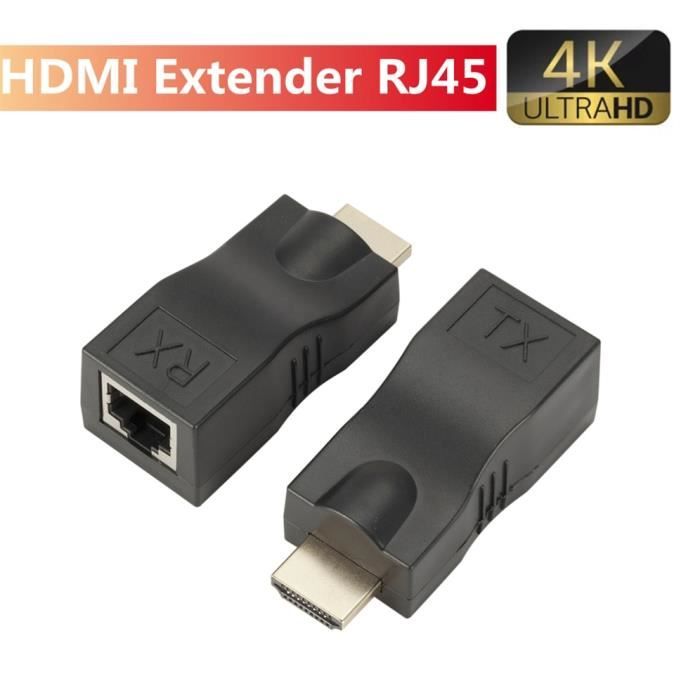 NOIR Extension HDMI jusqu'à 30m sur CAT5e - 6 UTP LAN, Ports RJ45 LAN ...