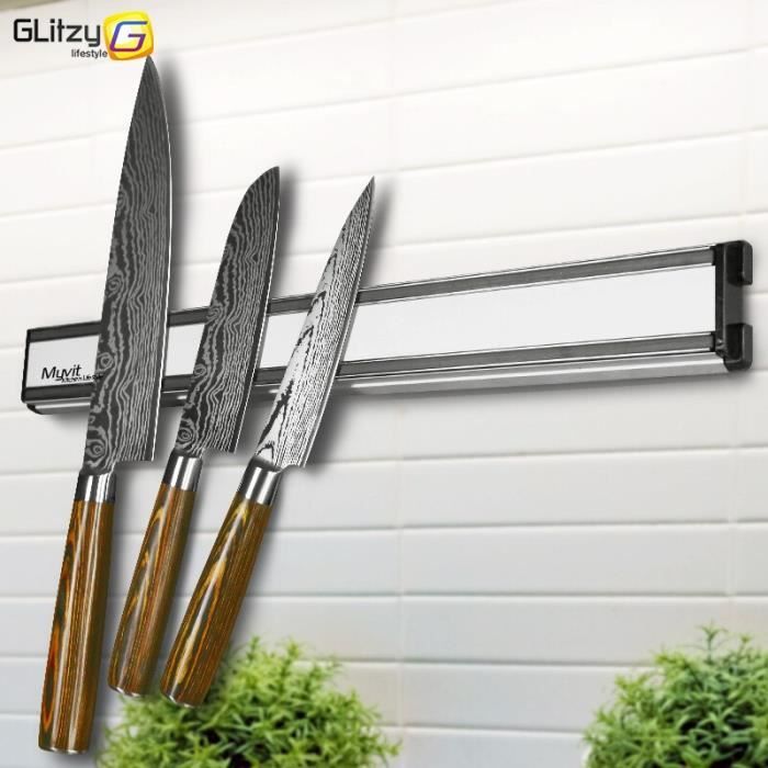 Barre de support de couteaux de cuisine murale en aluminium bloc de ...