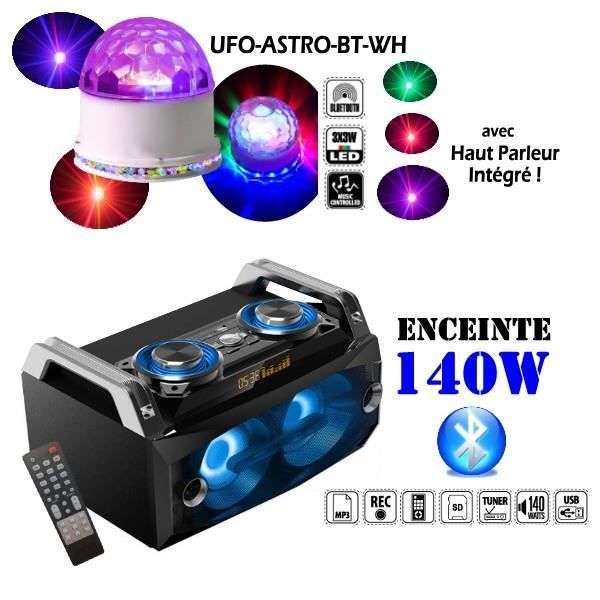 Jeux de lumière + Enceinte BOOST Sono 140w Design Bluetooth Usb ...