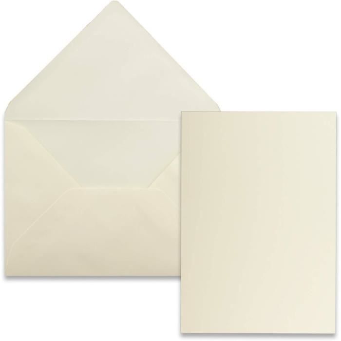 Lot de 50 cartes avec enveloppes - Cartes simples au format A5 (14,8 x ...