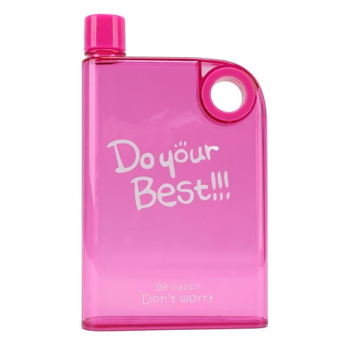 Bouteille d'eau plate et mince de 420ml avec couvercle - CIKONIELF - trou rond (rose ...