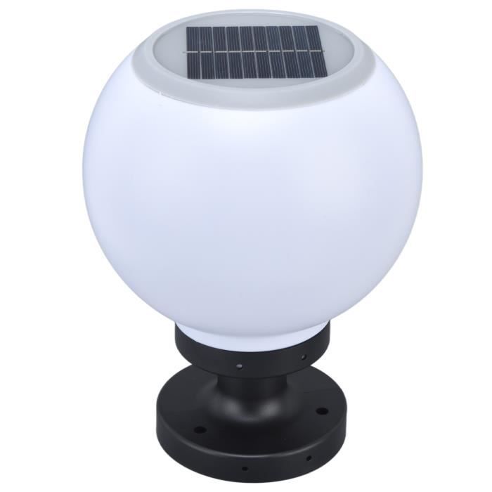 GOTOTOP lampe de colonne de globe solaire Lampe ronde extérieure LED de ...