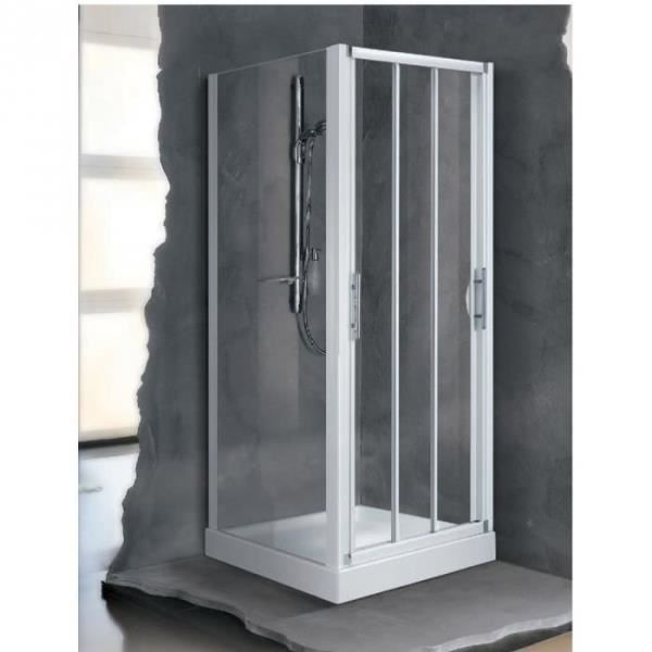 Porte de douche coulissante verre transparent - 3 ventaux - 1140 à 1200 mm - Lunes P - Novellini ...