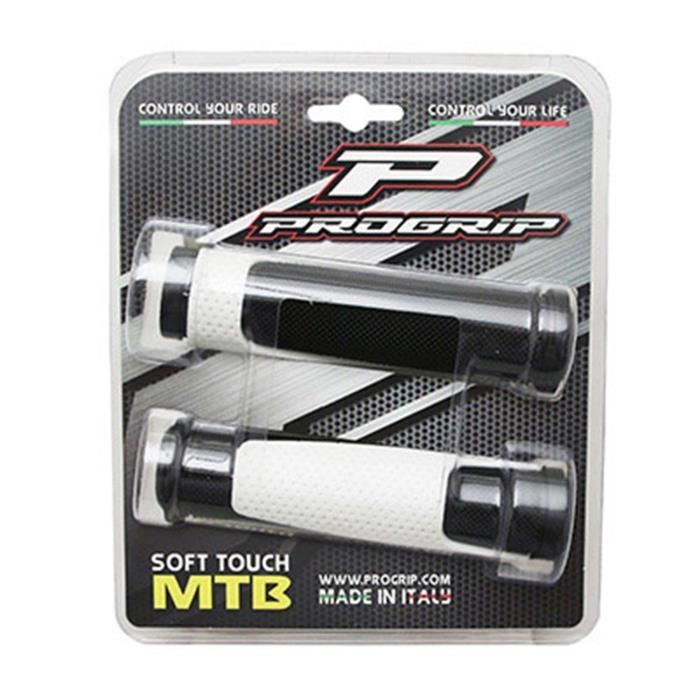 POIGNEE VTT PROGRIP 807 DOUBLE DENSITE OPEN END NOIR-BLANC 125mm DIAM ...