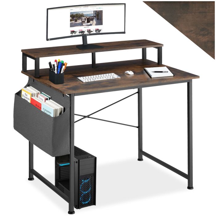 Bureau - TECTAKE - Table de bureau THORNTON en bois et acier avec ...