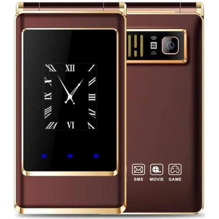 Téléphone portable à clapet Mobile senior Brun 2G Double écran 30 ...