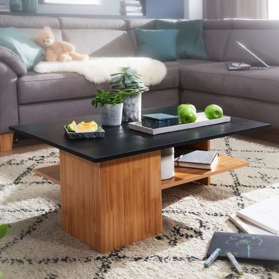 WOHNLING table basse 90x60cm anthracite / chêne sable table de salon ...