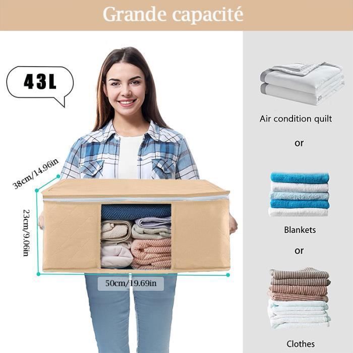 Sac de Rangement Vetement - LEOCLOTHO - Non-Tissé - Kaki Chair - 50*23 ...