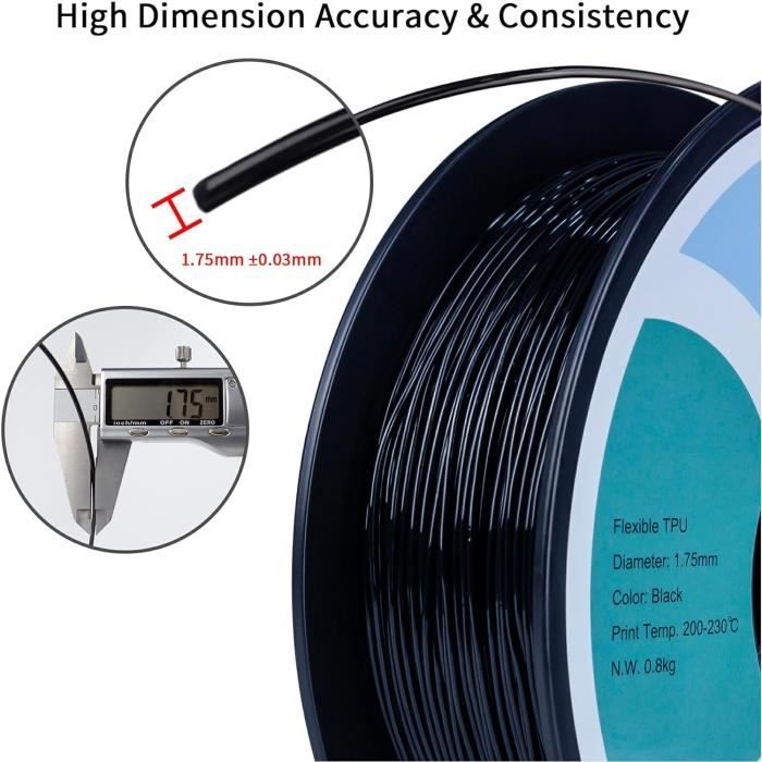 Tpu Filament 1.75Mm 95A Flexible Filament Pour Imprimante 3D 0.8Kg ...