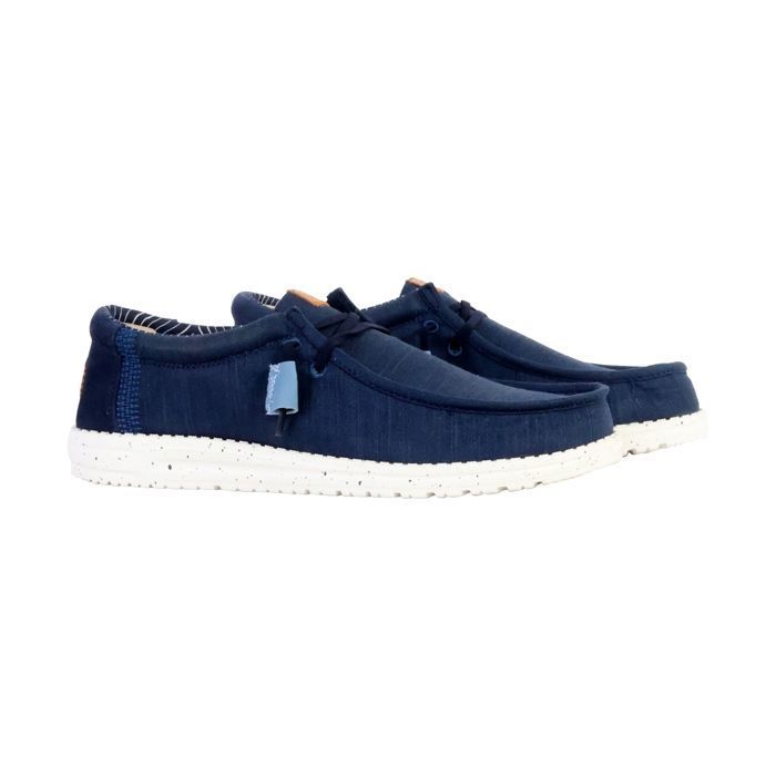 Mocassin à Lacets Hey Dude Wally Elevated Basics - Marine Blanc Marine ...