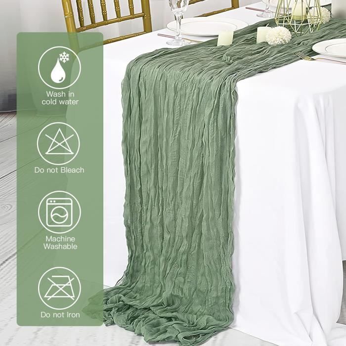 Lot De 2 Chemins De Table Verts En Étamine - Style Bohème - 90 X 400 Cm ...
