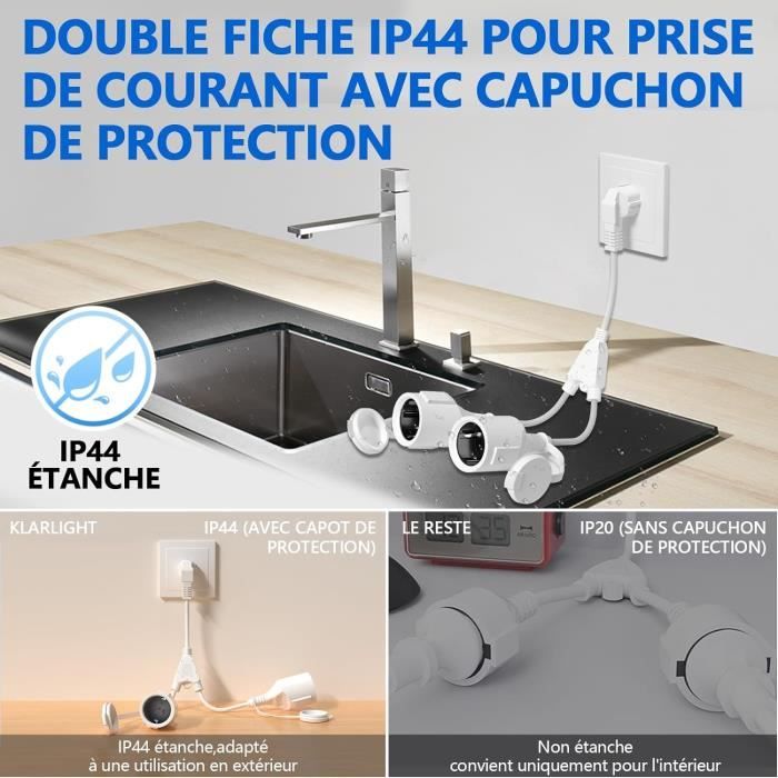 Double Fiche Pour Prise,Rallonge Électrique Double Prise,Petite ...