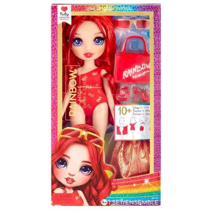 Rainbow High Swim & Style - Poupée mannequin ariculée 27 cm - Ruby ...