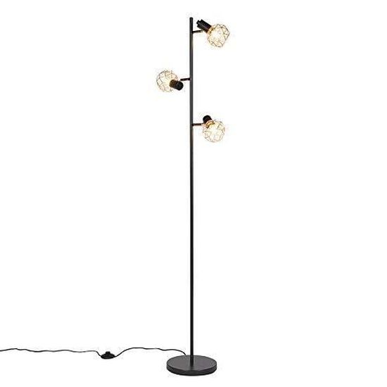 Qazqa Lampadaire | Lampe sur pied Moderne - Mesh Lampe Cuivre Noir ...
