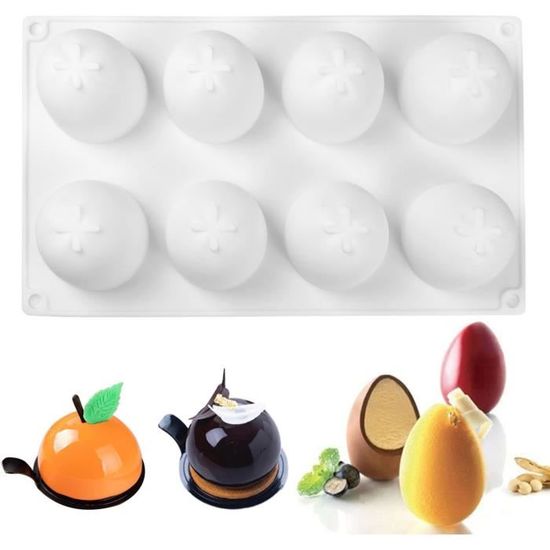 Moule Demi Sphere, 8 Cavités Moule Sphere Slicone, Réutilisable Moule ...