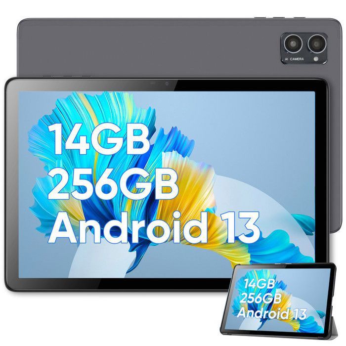 Tablette Tactile Android 13, 14 Go RAM 256 Go ROM, Tablette 10 Pouces avec Octa-Core, 7000 mAh ...