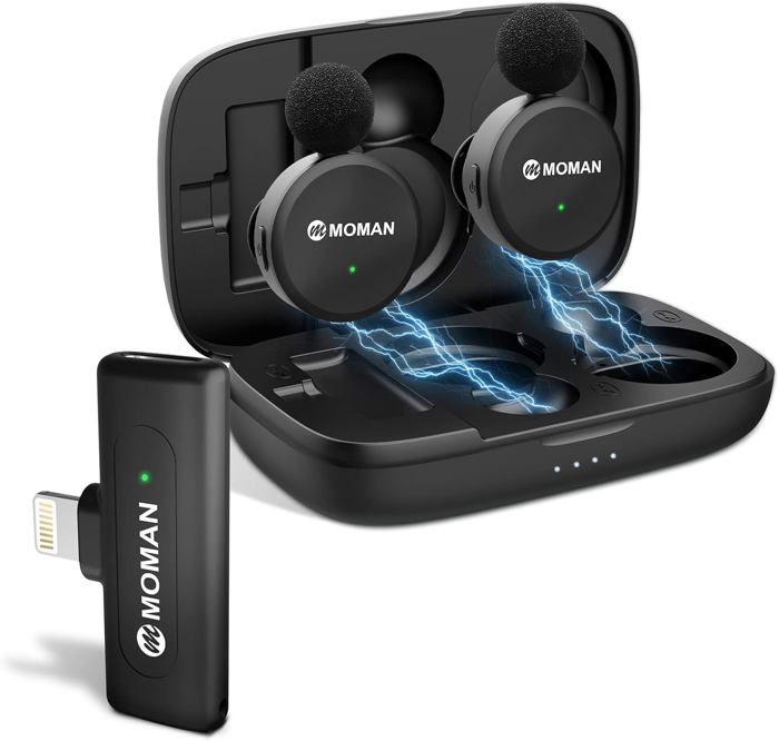 Micro Cravate Sans Fil,Cp2(A) Microphone Lavalier Wireless Pour Iphone ...