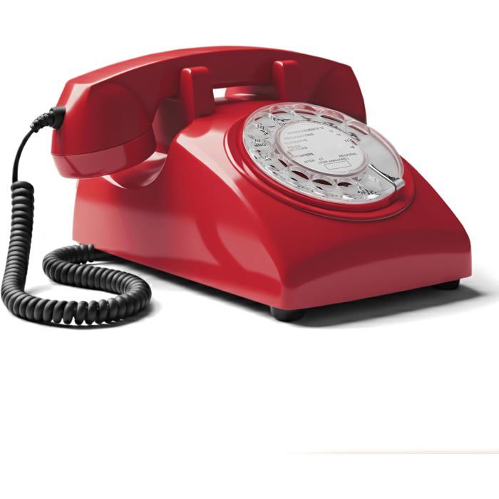 Téléphone fixe vintage cadran rotatif - SVATV - Rouge - Compatible Box ...