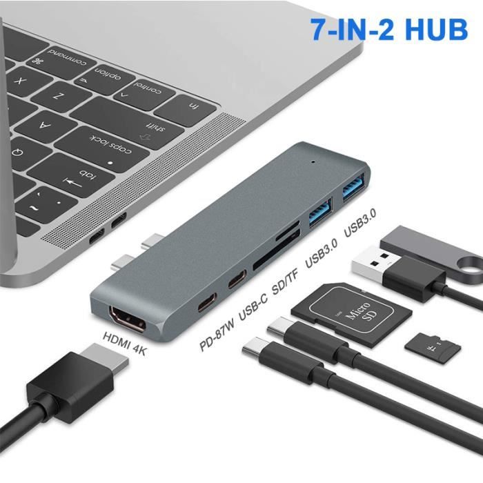 7 en 2 - Adaptateur Hub Usb C Pour Macbook Pro-air, Station D'accueil 8 ...