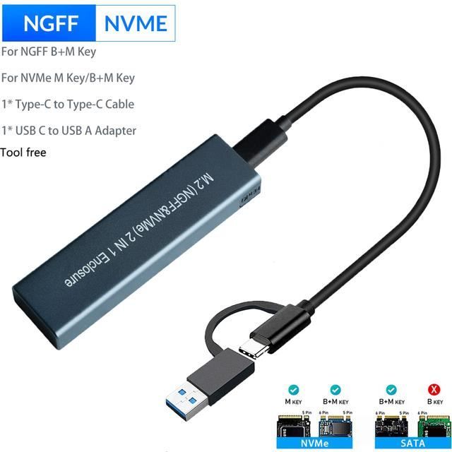 M2 NGFFNVME CAS 1 - Boîtier M.2 Nvme Ssd Vers Usb 3.1, Double Protocole ...