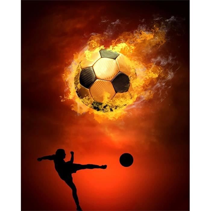 Kit de peinture diamant par numéro, Feu de football 30x40cm Diamant ...