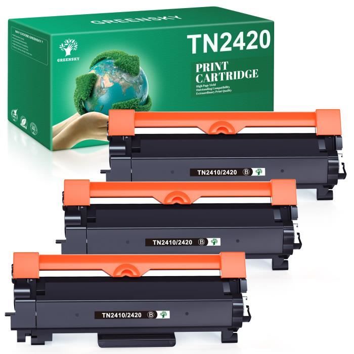 GREENSKY 3 NOIR Cartouche de Toner Compatible TN-2420 TN2420 TN2410 ...