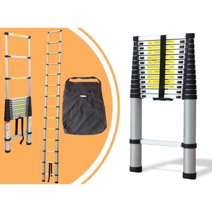 Échelle télescopique pliable LEOGREEN - 4,1m - 150kg - EN131 - 14 ... Échelle télescopique pliable LEOGREEN - 4,1m - 150kg - EN131 - 14 ...