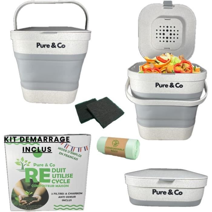 Composteur Cuisine Pliable 4L -Poubelle Compost Table Déchet ...