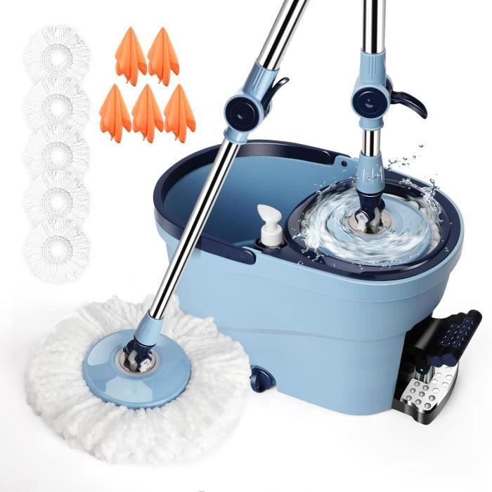 Myiosus Balai rotatif avec seau et pédale, Rotomop avec 5 têtes en ...