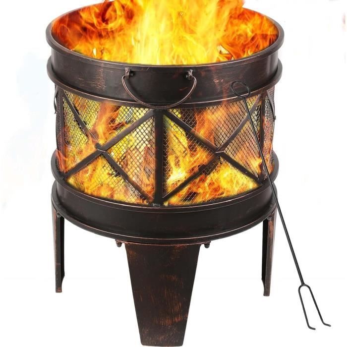 Brasero Exterieur 58 x 42 cm Brasero de Jardin Portable avec poignée ...