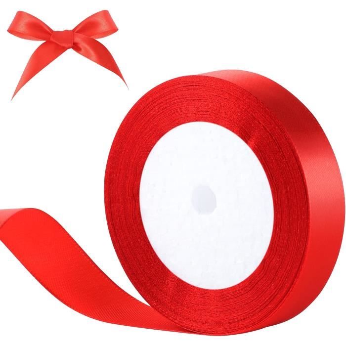 22 M X 2 Cm Ruban Rouge Satin, Ruban Cadeau Emballage Ruban Tissu Ruban ...