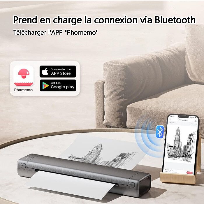 Imprimante Portable A4 Imprimante Bluetooth Thermique Mini Imprimante ...