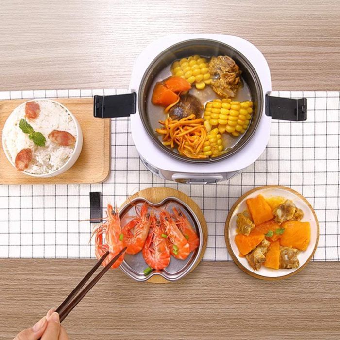 Cuiseur à riz double couche 1,2 L, 200 W, rose, en ABS, avec couvercle ...