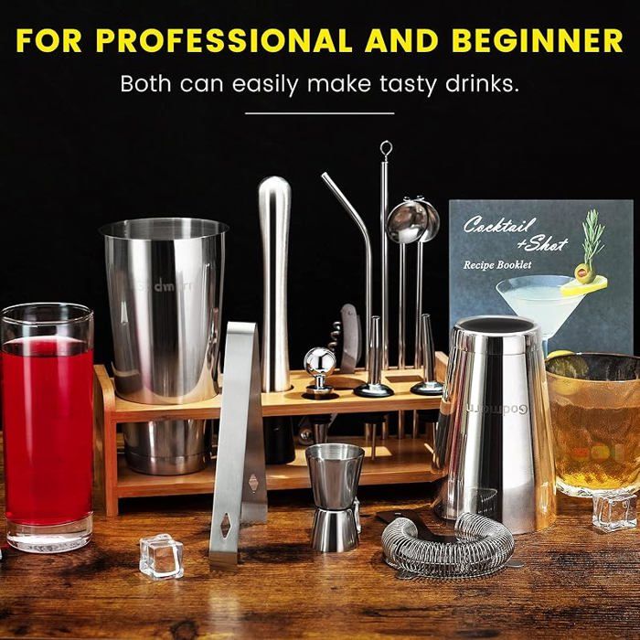 Boston Shaker Cocktail Set, 600/450ml, 16 Pièces, Kit Professionnel pour Barman Multicolore ...