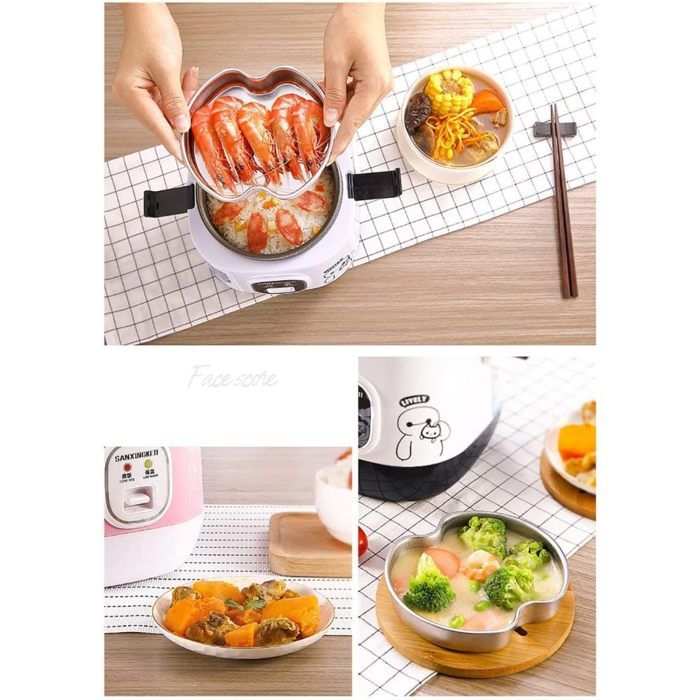 Cuiseur à riz double couche 1,2 L, 200 W, rose, en ABS, avec couvercle ...