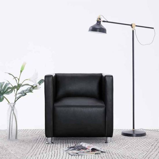 "Printemps/été" Fauteuil cube noir similicuir - VIDAXL - design ...