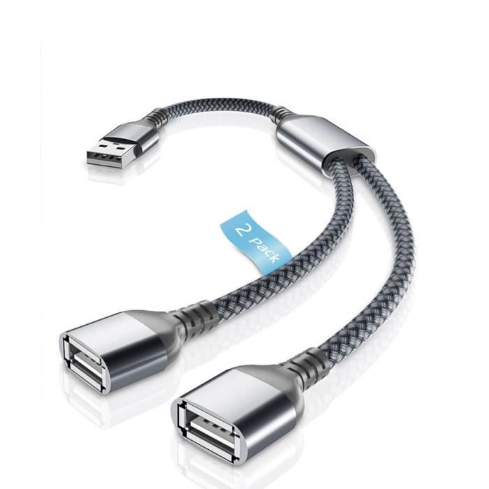 Câble USB Répartiteur 1M 2-Pack,Type A Mâle vers 2 Femelle Rallonge ...