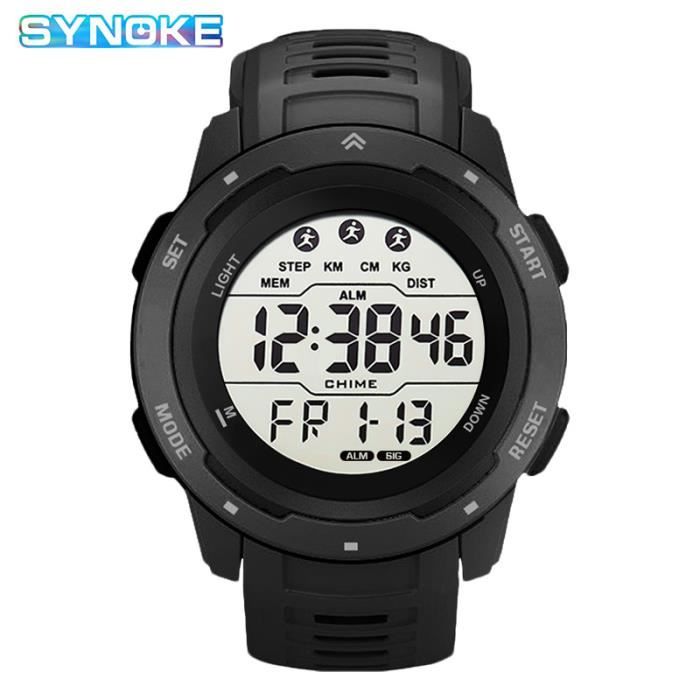 Noir - Reloj zones bre-Montres numériques de sport pour hommes, Grand cadran rond, Montre Shoous ...